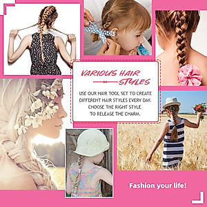 TsMADDTs Hair Styling Tool Set - 3 Pcs French Braid Tool, Rat Tail Comb, and Metal Braiding Pin in Pink