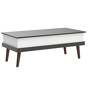 Aheaplus Lift Top Coffee Table Wood Pop Up Coffee Table with Storage Shelf for Living Room, Home Office, Black