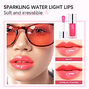 DAGEDA Tinted Lip Oil Plumping Lip Gloss, Hydrating Lip Glow Oil Lip Care Moisturizing for Dry Lips, Nourishing Water Lip Oil Gloss Non-Sticky Shine Lip Tint (015 Cherry)