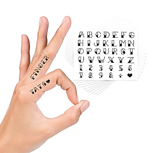FashionTats Finger Tats Temporary Tattoo Letters (10 Pack) | Skin Safe | MADE IN THE USA | Removable