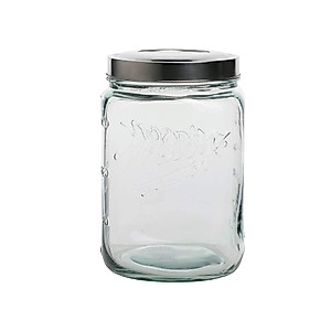 Mason Craft & More Airtight Kitchen Food Storage Clear Glass Pop Up Lid Canister, Large 3.6 Liter Pop Up Canister
