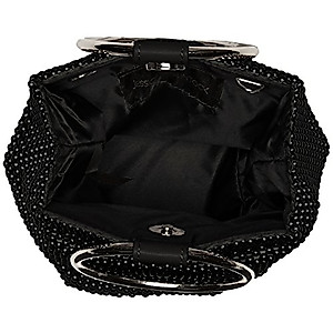Jessica McClintock womens Jessica Mcclintock Gwen Ball Mesh Ring Wristlet Pouch Clutch Evening Bag, Black, One Size US