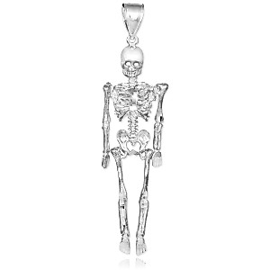 Sterling Silver 3D Skeleton Dangle Pendant