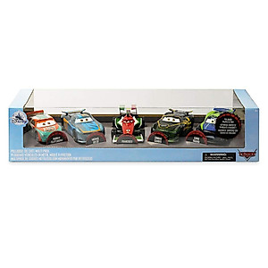 Disney Store Official Cars Pull 'N' Race Series Set of 5 Pullback Pixar Toys - Die Cast Metal, 1:43 Scale, 15th Anniversary Edition Cars Toys, Diecast Cars Multi Pac with Window Display