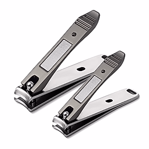 BEZOX Nail Clipper Set, Ergonomic Toenail Clippers with Non-Slip Design, Professional Fingernail Clipper for Men and Women with Nail File and Delicate Tin Case, 2 Pcs