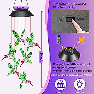 Winzwon Gifts for Mom Mothers Day from Daughter Solar Hummingbird Wind Chimes Outdoor Mobile Hang Garden Patio Porch Birthday Gifts for Grandma Women