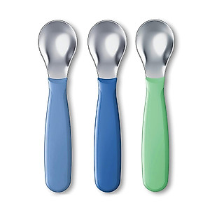 NUK Kiddy Cutlery Spoons, 3 Pack, 18+ Months Blue & Green