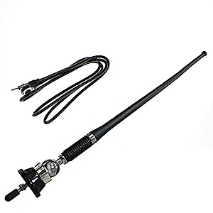 NC 16.9 Inch Car FM AM Radio Antenna, Flexible Mast Radio FMAM Antenna Universal Car Stereo Auto Roof Fender Radio AM FM Wing Mount Signal Aerial Antenna with Antenna Extension Cable