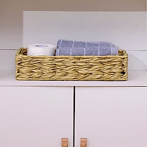 Toilet Paper Basket Bathroom Box,Toilet Paper Holder Stand Weave Basket for Toilet Tank Top Bathroom Kitchen Office Storage Organizer