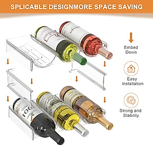 Plastic Water Bottle Organizer and Wine Rack Storage Holder,2 Tier 6 Containers Stackable Free-Standing Bottle Storage Rack for Kitchen Countertops, Table Top, Pantry, Bars, Cabinets, Fridge - Clear