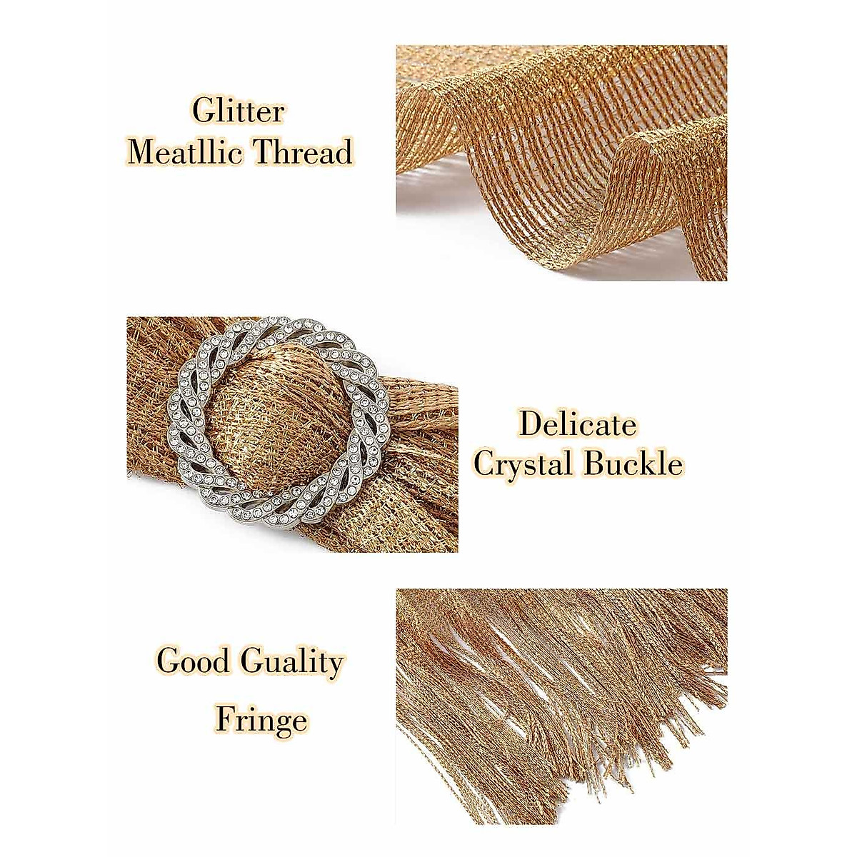 Aukmla Shawls and Wraps for Evening Dresses Party Scarf with Crystal Buckle Weddings Accessories for Bride and Bridesmaids (Gold)