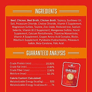 Stella & Chewy's Stella’s Shredrs Grass Fed & Cage Free Beef & Chicken Recipe in Broth, 2.8 oz. Pouches (Pack of 24)