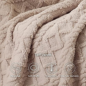 Simple&Opulence Sherpa Fleece Throw Blanket - Soft Fluffy Warm Cozy Plush Fuzzy Blanket with Elegant 3D Pattern for Couch Sofa Bed,Camel,30"x 40"