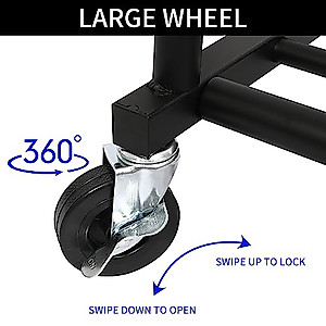 Fishat Simple Standard Freestanding Double Rod Clothing Metal Garment Rack for Hanging Clothes, Rolling Clothes Organizer on Lockable Wheels Mobile, with 2 Hooks (Black)