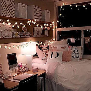 TOFU Star String Lights 43 FT 100 LED Star Fairy Lights for Room Decor, Extendable Waterproof Twinkle Lights with 8 Flashing Modes for Home, Party, Christmas, Wedding, Garden Decoration, Warm White