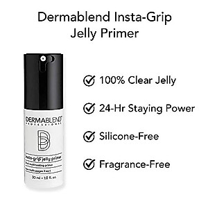 Dermablend Insta-Grip Jelly Primer Face Makeup, Silicone-Free Face Primer for Dry Skin, Pore Minimizing with 24HR Wear, 1.0 Fl oz