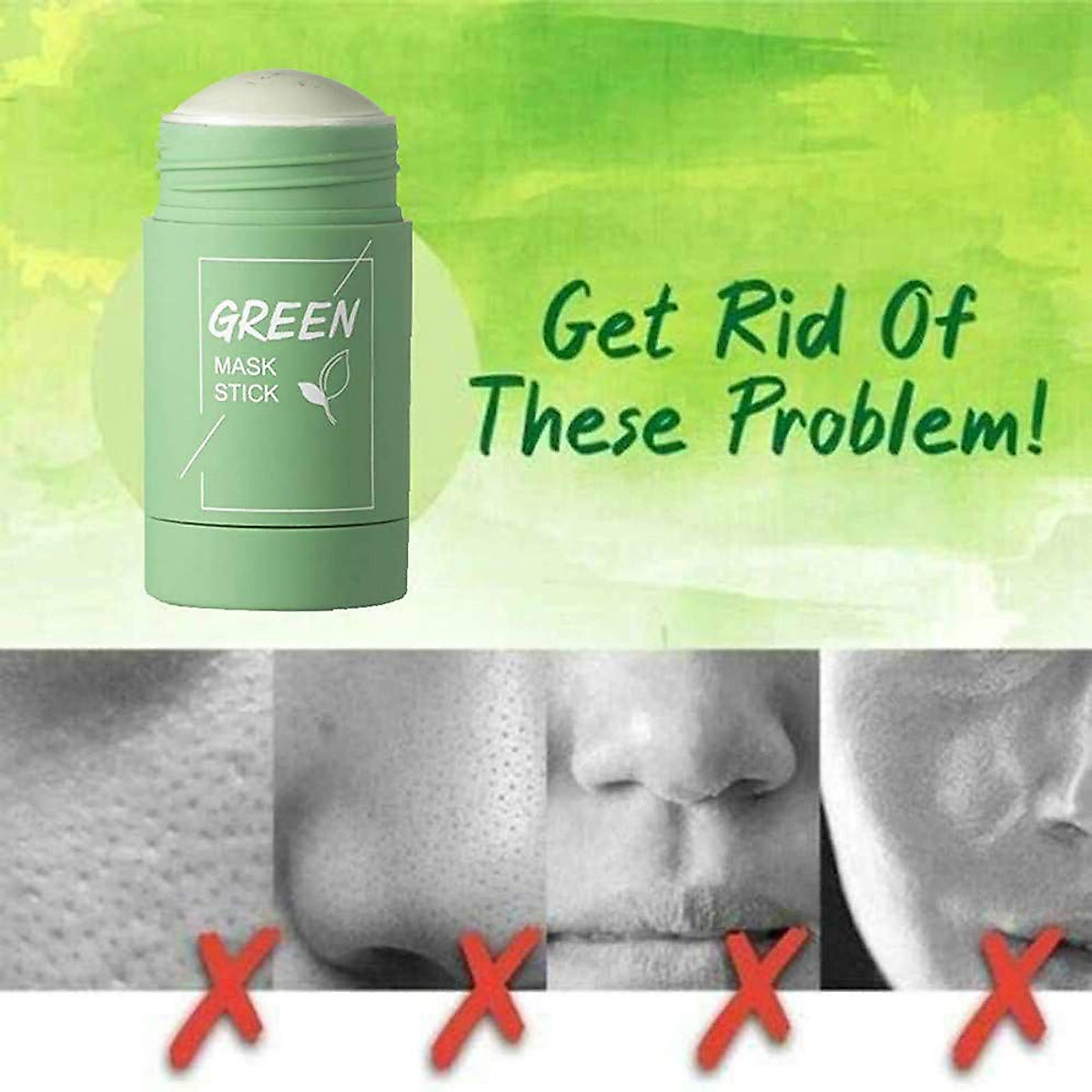 KNXWPPX Green Tea Purifying Clay Stick Mask,For Face Moisturizes Oil Control,Deep Clean Pore,Exfoliating Mask,Improves Skin,Suitable for All Skin (Green Tea)