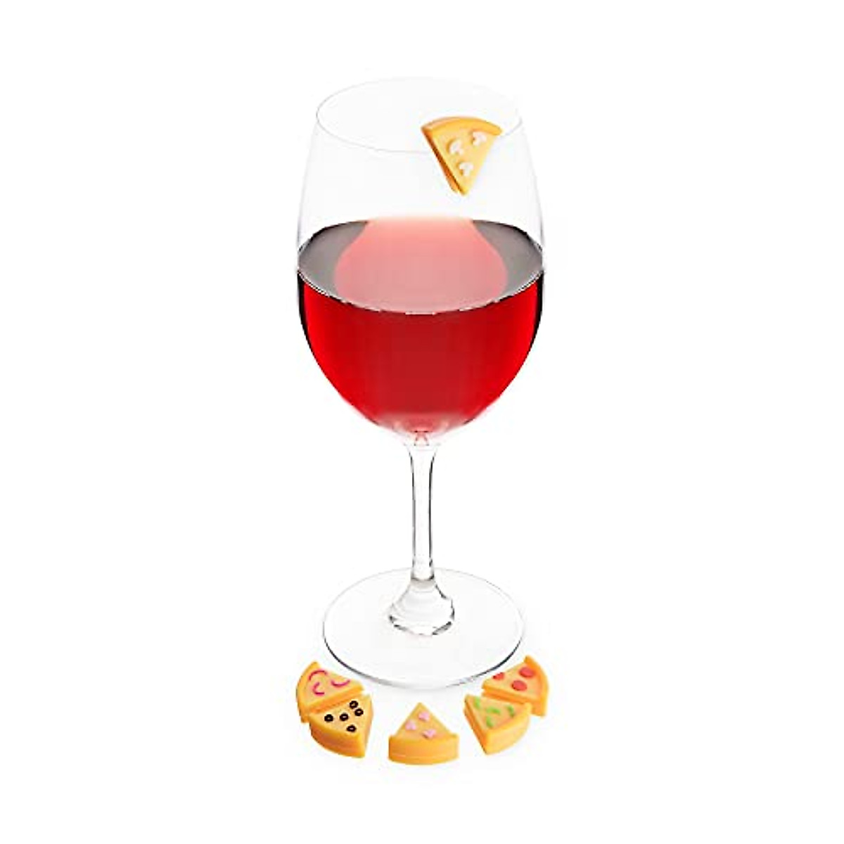 TrueZoo Pizza Drink Silicone Wine Charms, Yellow