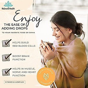 Balanced Health Vitamin B-Complex Drops, 2oz, 60 Doses, All 8 B-Vitamins, Immune Energy Support Supplement Non GMO Vegetarian Safe