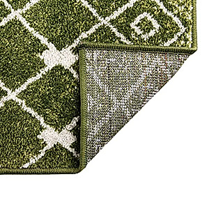 Rugs.com Moroccan Trellis Collection Rug – 6' x 9' Ivory Green Medium Rug Perfect for Bedrooms, Dining Rooms, Living Rooms