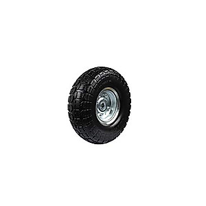 MaxxHaul 50501 Diameter 10" Flat Free All Purpose Tire with 5/8" Ball Bearing Axle Bore Dia, 10 inch, Black