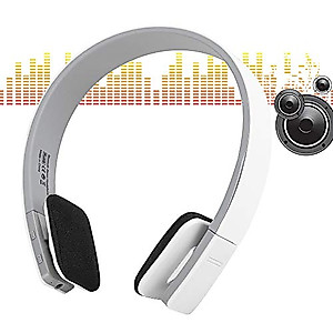 ASHATA Bluetooth Headphones,Wireless HiFi Stereo OverEar BT Headset,Ergonomic Noise Cancelling Sports Earphones with Builtin Microphone,Heavy Bass Sound,for Running/Fitness/Cycling (White)