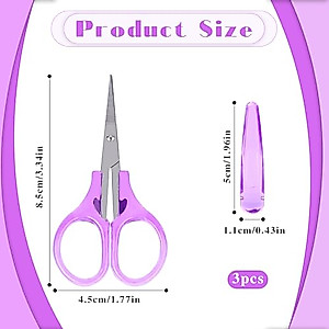3Pcs Small Scissors All Purpose Craft Scissors Stainless Steel Scissors with Protective Cover Mini Detail Craft Scissors Precision Straight Fine Tips Design for Paper Cutting,Scrapbooking