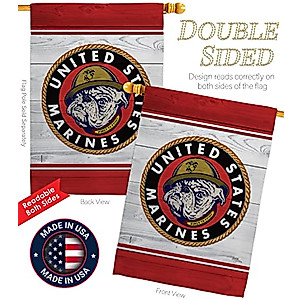 Breeze Decor Marine Bulldog Garden House Flag Set Armed Forces Corps USMC Semper Fi United State American Military Veteran Retire Official Decoration Banner Small Yard Gift Double-Sided, Made in USA