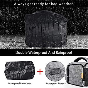 FOSOTO Compact SLR/DSLR Stylish Camera Bag Case Compatible for Nikon P900 B500 D3500 D5600 D7500, Canon EOS T6 T7i T5 4000D 80D, Sony A73 Mirrorless Camera Shoulder Case Waterproof Rain Cover (Gray)