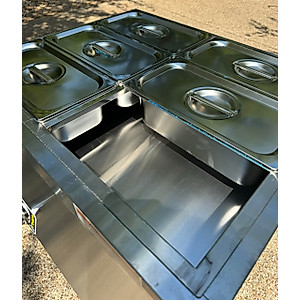 Acero Pro 6 Container Outdoor Steam Table Food Warmer Cart - Bain Marie - 6 Standard 1/3 Pans (12" x 6" x 4") - 30 Quarts Total - Stainless Steel - Propane Powered - Portable for Catering & Events