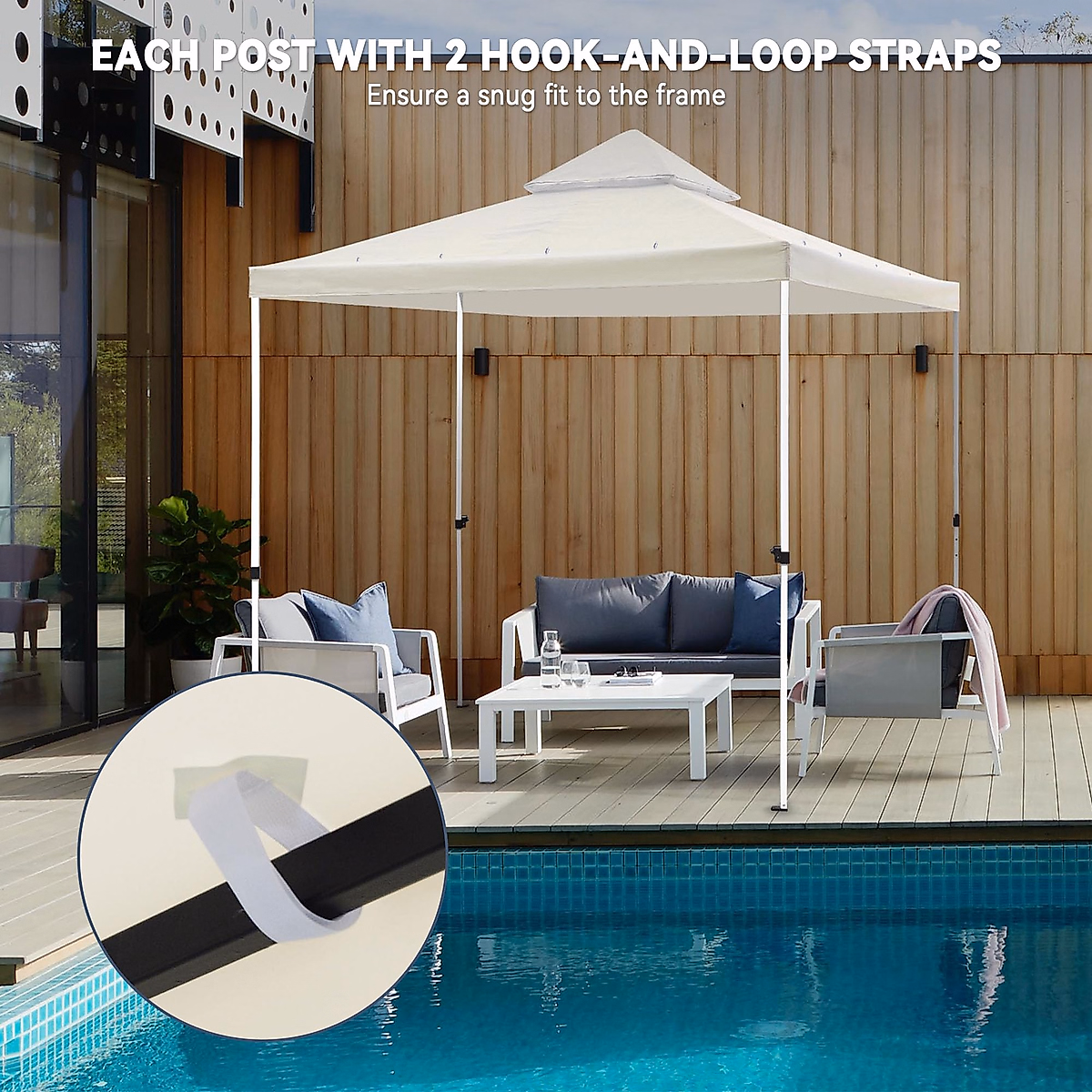 Yescom 10x10Ft UV30+ Gazebo Replacement Top for 2 Tier Outdoor Canopy Cover Patio Backyard Party Deck Ivory