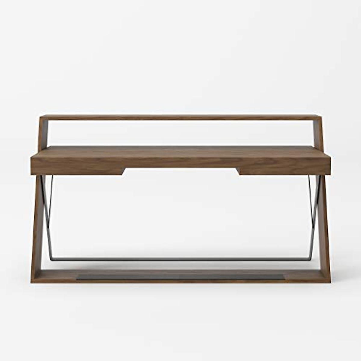 Limari Home Lazzaro Collection Modern Home Office Walnut Veneer Finished Desk with 2 Soft Closing Drawers, Brown