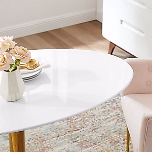 Modway Verne Modern Oval 48" Dining Table in Gold White