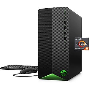 HP 2022 Newest Pavilion Gaming Desktop PC, AMD Ryzen 5 5600G (Beat i5-12400F), AMD Radeon RX5500, 32GB RAM, 1 TB SSD, Wired Mouse and Keyboard, Bundle with Cefesfy
