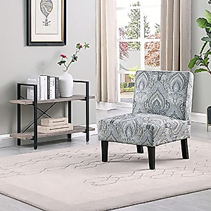 OUllUO Bookshelf, 2 Tier Industrial Book Shelf, Grey Wood and Metal Bookcase and Bookshelves, Low Bookshelf for Bedroom, Small Storage Shelf for Living Room, Office and Kitchen, Rustic Grey,228-21G