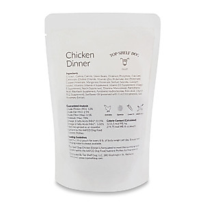 TOP SHELF DOG Chicken Dinner Meal I All Natural Fresh Human Grade Pre Made Dog Food Topper I Mixer, Treat, Additive for Nutrition for Picky Eaters, Puppies, Senior Dogs, Gluten Free (7 x 8oz Pouches)