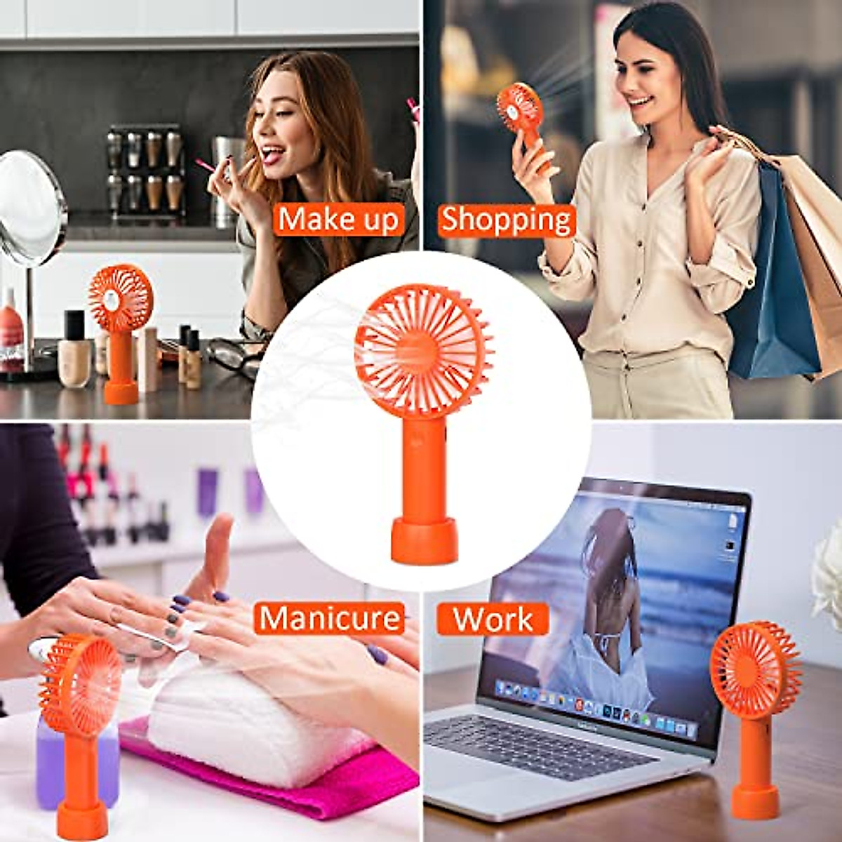 Coolfor Handheld Fan,Mini Portable Fan 2000mAh USB Rechargeable Battery Operated Cooling Hand Fan with 3 Adjustable Speeds for Travel Makeup Office shopping picnic indoor outdoor use(Orange)