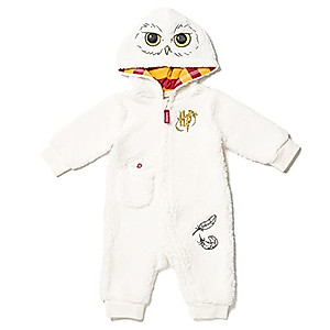 Harry Potter Hedwig Owl Newborn Baby Boys Zip Up Costume Coverall White 3-6 Months