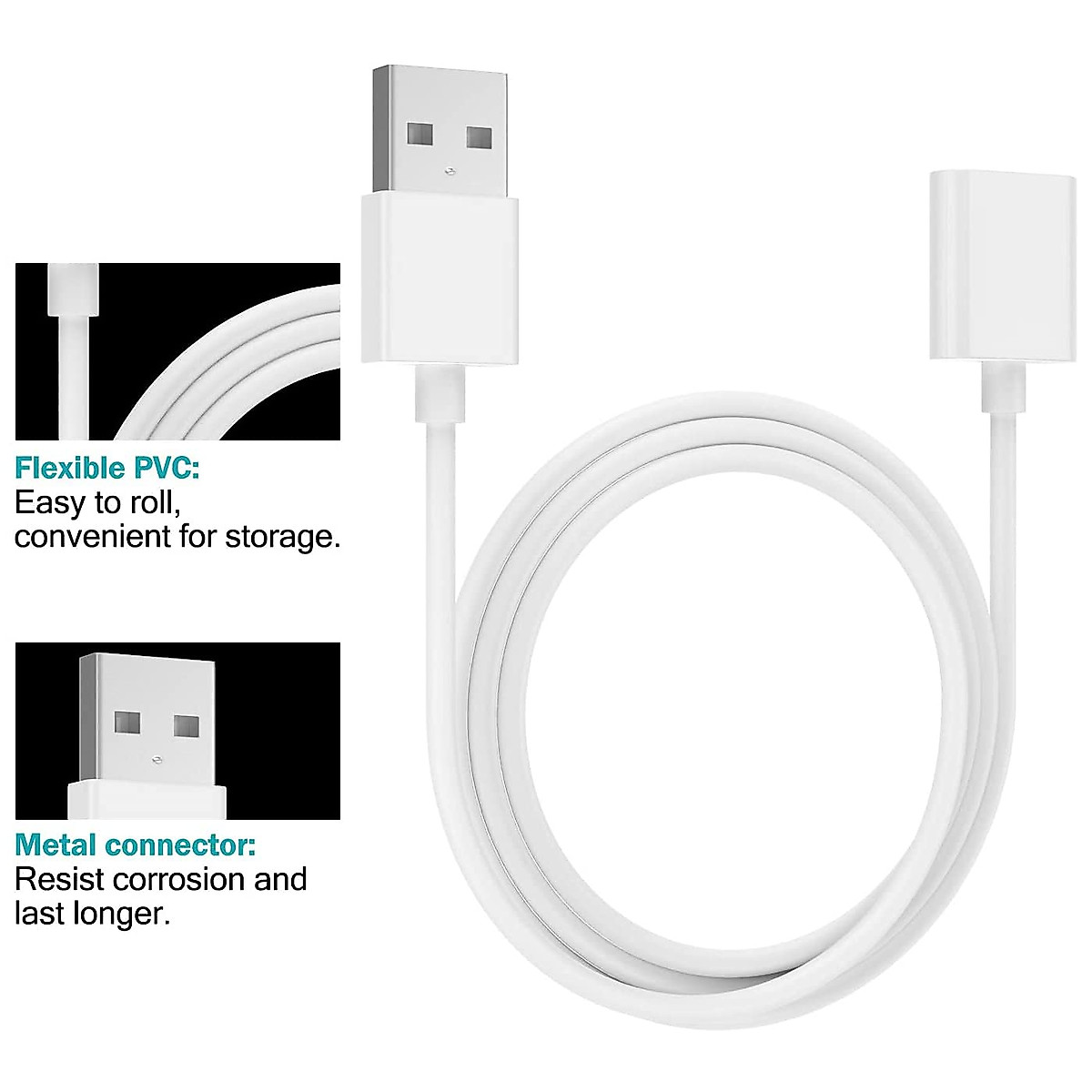 [Apple MFi Certified] PAINICA Apple Pencil Charging Adapter Cable Compatible for Apple Pencil 1st Generation, Apple Pencil Male to Female Flexible Connector(3.3FT, White)