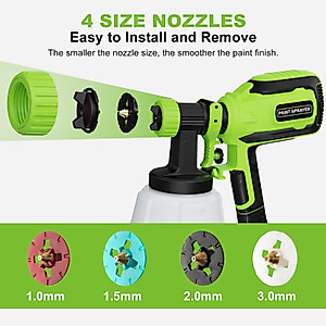 Paint-Sprayer, 700W HVLP Spray Gun with Cleaning & Blowing Joints, 4 Nozzle Sizes & 3 Spray Patterns, Easy to Clean, for Furniture, Cabinets, Decks, Walls, Doors, DIY Projects, etc.
