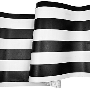 SimpleLife4U Black and White Stripe Self-Adhesive Shelf Liner Contact Paper 17.7 Inch By 9.8 Feet