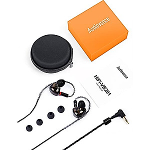 Audiovance Vibes 201L Wired Earbuds in-Ear Headphones, Lightning to 3.5mm Adapter & Braided Cord, Noise Isolating Bass Driven Earphones, Carry Case, Ear Buds Tips, 3.5mm Jack (Clear Brown, No Mic)