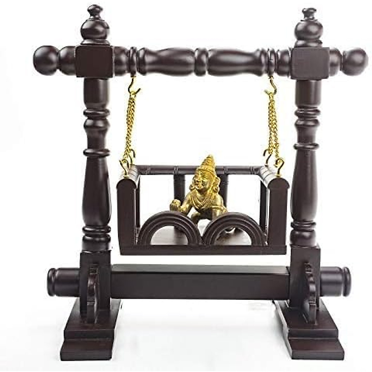 Handcrafted White Teakwood Jhoola/Jhula for Krishna Janmashtami/Bal Gopal/Ladoo Gopal/Kaanh