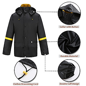 Ourcan Rain Suits for Men Waterproof Rain Gear Breathable Rain Coats Hooded Rain Jacket Pants