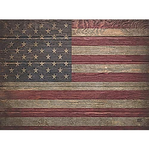 Patriotic USA Wood Flag Look Design Glass Cutting Board Decorative American United States of America Rustic Design
