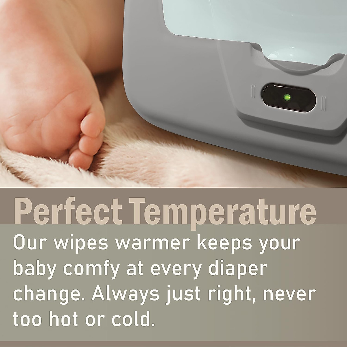 GOGO pure Baby Wet Wipe Warmer and Wet Wipe Dispenser, Holder and Case - with Easy Press On/Off Switch, Great Baby Gift (Blue/Grey) - Only At Amazon