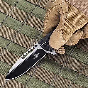 Bundle of 2 Items - Pocket Knife - Survival Military Foldable Knife - Best Outdoor Camping Hunting Bushcraft EDC Folding Knife - Mini Multitool Knife 12 in 1 - Small Pocket Multi Tool with Pliers