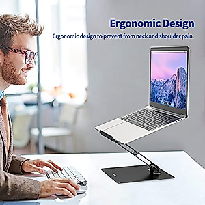 Besign LSX5 Aluminum Laptop Stand, Ergonomic Adjustable Notebook Stand, Riser Holder Computer Stand Compatible with Air, Pro, Dell, HP, Lenovo More 10-14" Laptops (Black)
