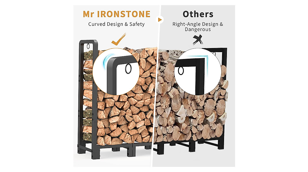 Mr IRONSTONE 4ft Firewood Rack Outdoor Heavy Duty Storage