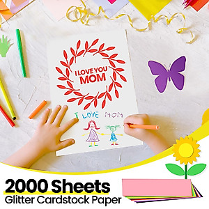 Fuutreo 2000 Pcs Construction Paper Bulk, 11.4'' x 7.9'' Lightweight School Art Supplies Colored Construction Paper for Kids Drawing, Classroom Decor, Office Printing, DIY Craft, 10 Colors